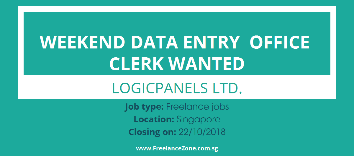Weekend Data Entry Office Clerk Wanted - Freelance job in Singapore